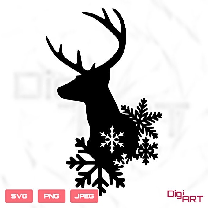 Stag Head SVG, Deer, Reindeer, Xmas, Christmas Buck, Cricut, Silhouette ...