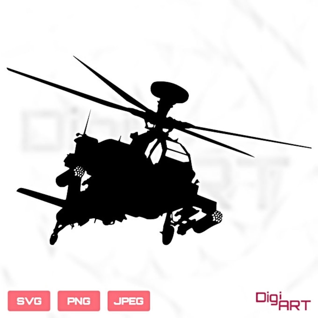Army Apache Helicopter Silhouette SVG Royal Air Force, Military, Armed ...
