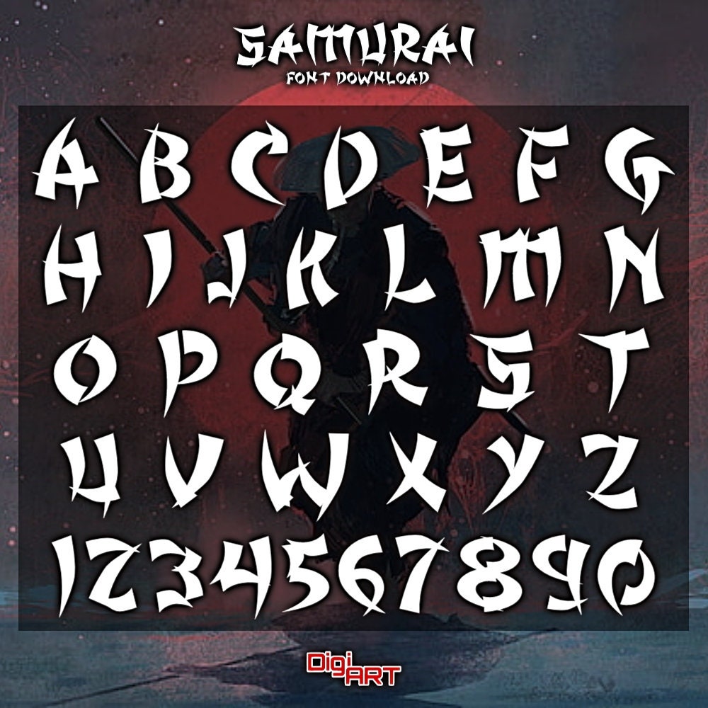 Samurai Font | Asian Font Japanese Font Japanese Style Alphabet Fantasy ...
