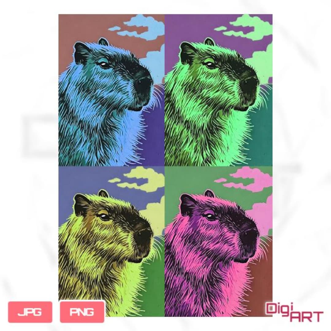 Capybara Pop Art Print: Warhol Style Animal Portrait (digital Download ...