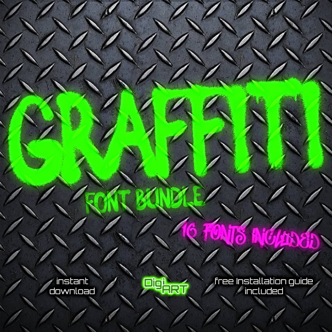 Graffiti Font Bundle: 16 Funky Fonts (digital Download) - Etsy