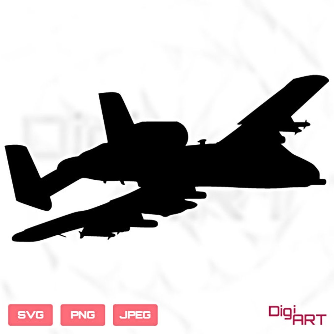 A10 Warthog Silhouette: Military Aircraft SVG, PNG, JPG (digital ...
