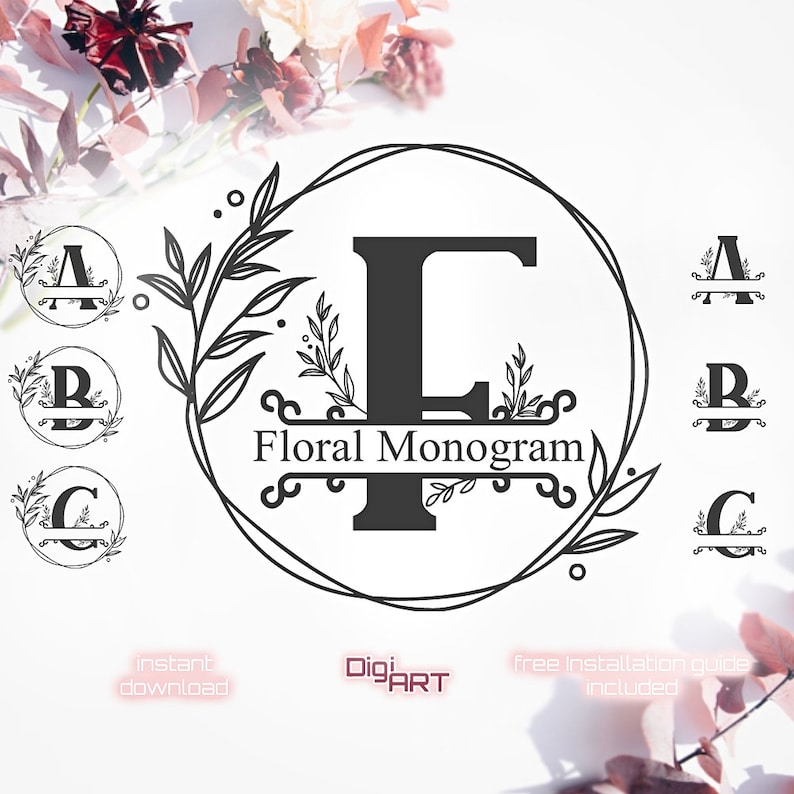 Floral Monogram Font Calligraphy Font Script Monogram Font Funky Fonts ...