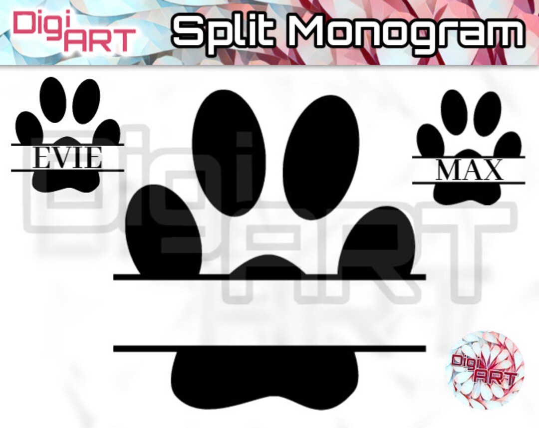 Dog Paw Split Monogram SVG | Pet Letters, Pet Gifts, Alphabet, Cut File ...