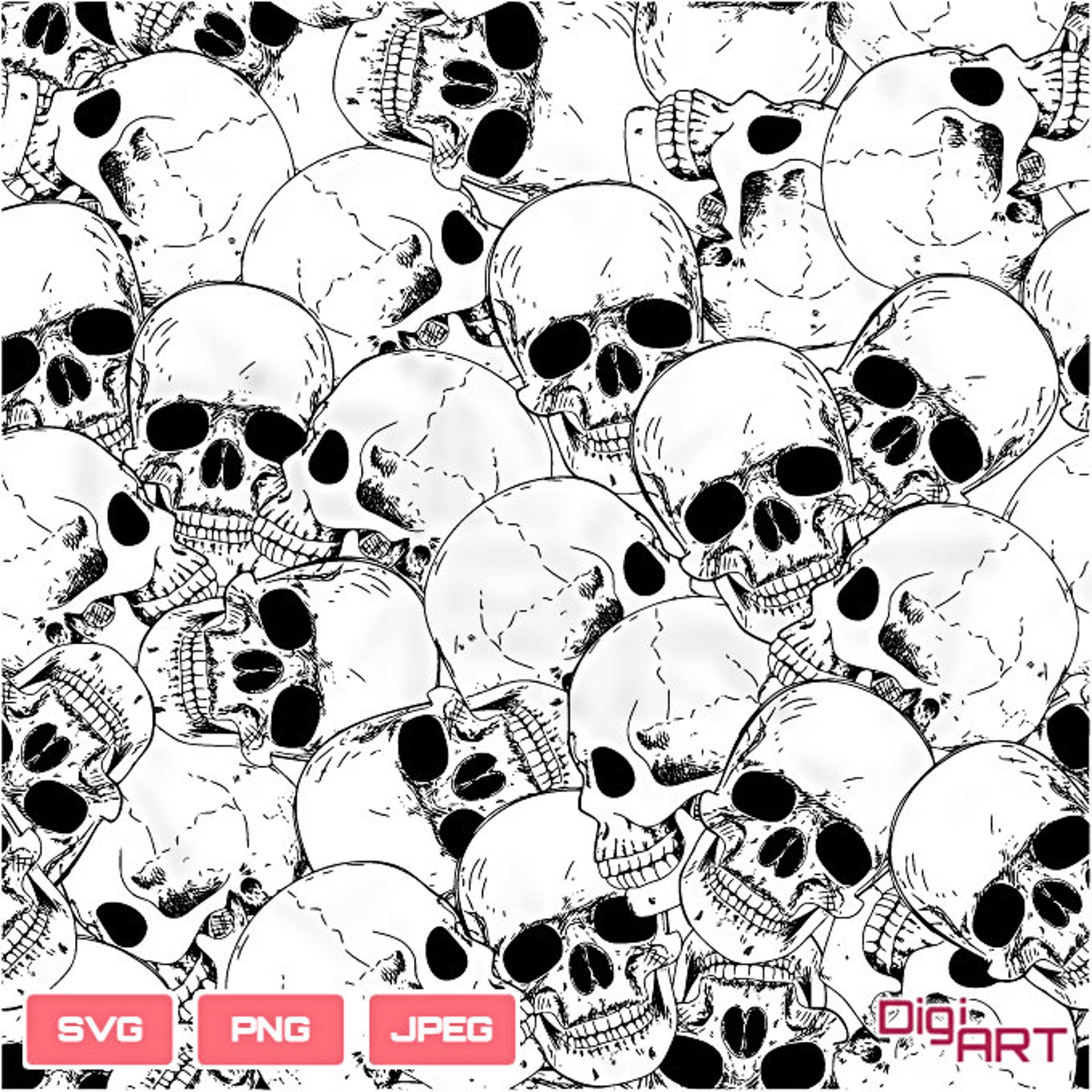 Gothic Skull SVG PNG | Scattered Skull Art Cut File | Cricut Vinyl ...