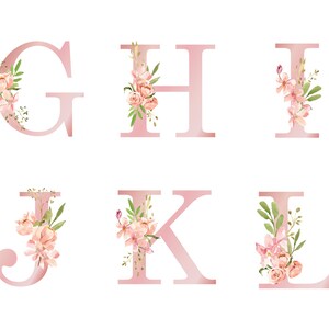 Floral Alphabet SVG Clipart, Letters Flowers Clipart, Wedding Clipart ...