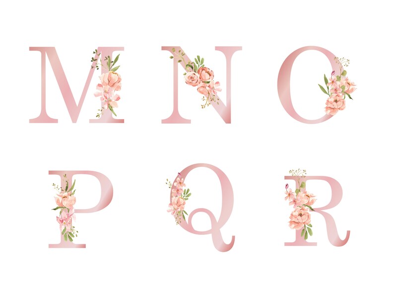 Floral Alphabet SVG Clipart Letters Flowers Clipart Wedding - Etsy