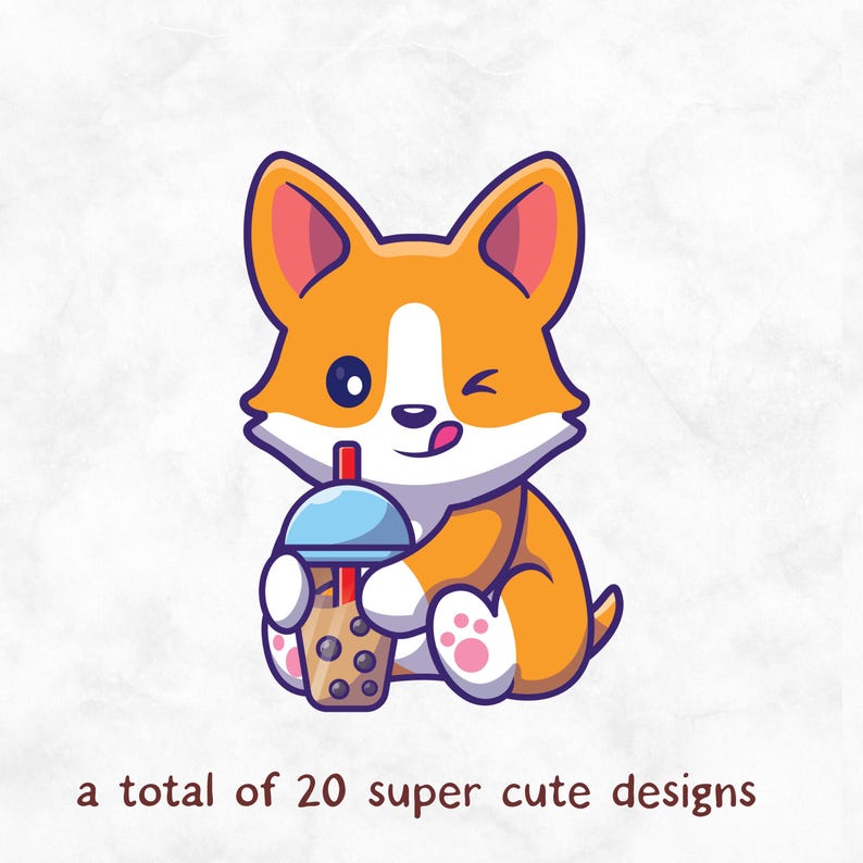 Kawaii Animals Drinking Boba Tea Clipart PNG Bundle, Cute Animal ...