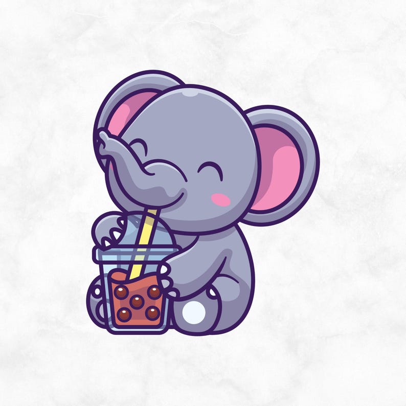 Kawaii Animals Drinking Boba Tea Clipart PNG Bundle, Cute Animal ...