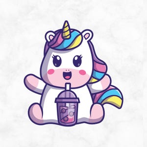 Kawaii Animals Drinking Boba Tea Clipart PNG Bundle, Cute Animal ...