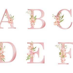 Floral Alphabet SVG Clipart, Letters Flowers Clipart, Wedding Clipart ...