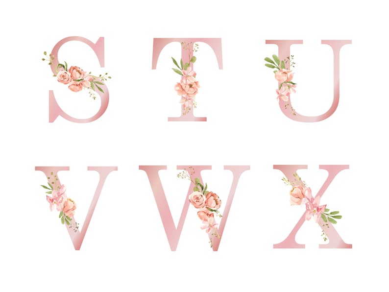 Floral Alphabet SVG Clipart Letters Flowers Clipart Wedding - Etsy