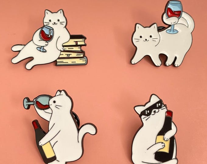 Funny White Cats Enamel Pin, Pin Collection, Cat Lovers, Lapel Pin ...