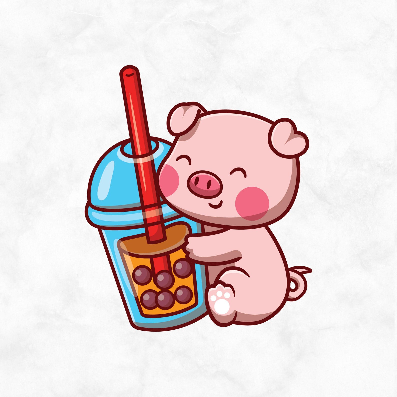 Kawaii Animals Drinking Boba Tea Clipart PNG Bundle, Cute Animal ...