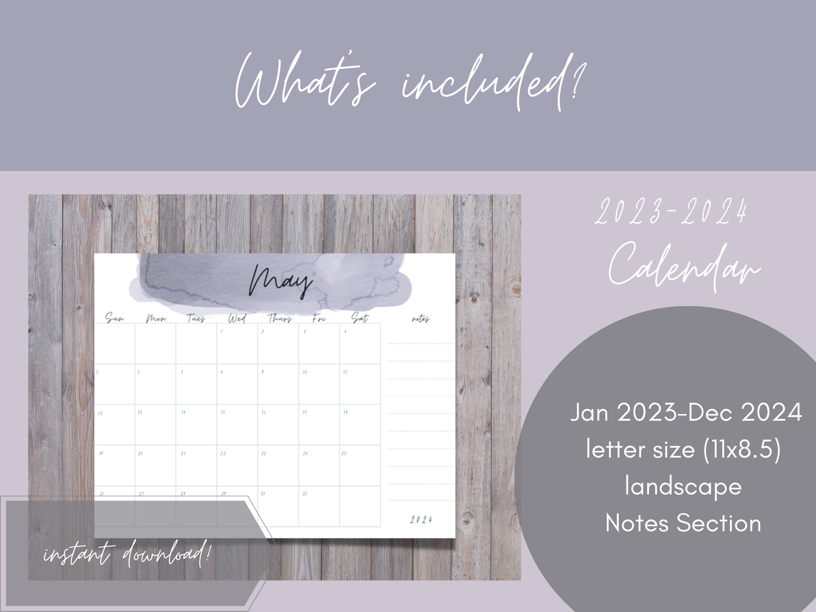 2023-2024 Monthly Calendar / Monthly Calendar / Printable Calendar ...