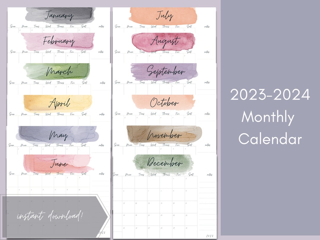 2023-2024 Monthly Calendar / Monthly Calendar / Printable Calendar ...