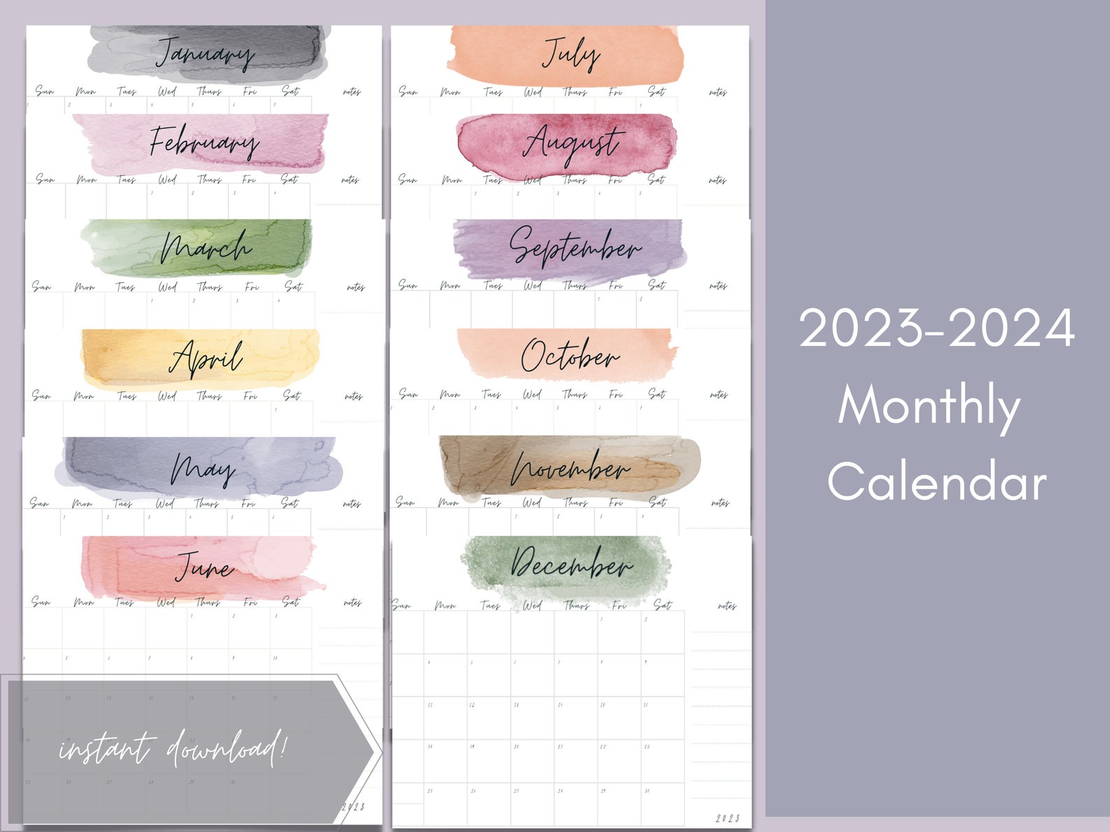 2023-2024 Monthly Calendar / Monthly Calendar / Printable Calendar ...