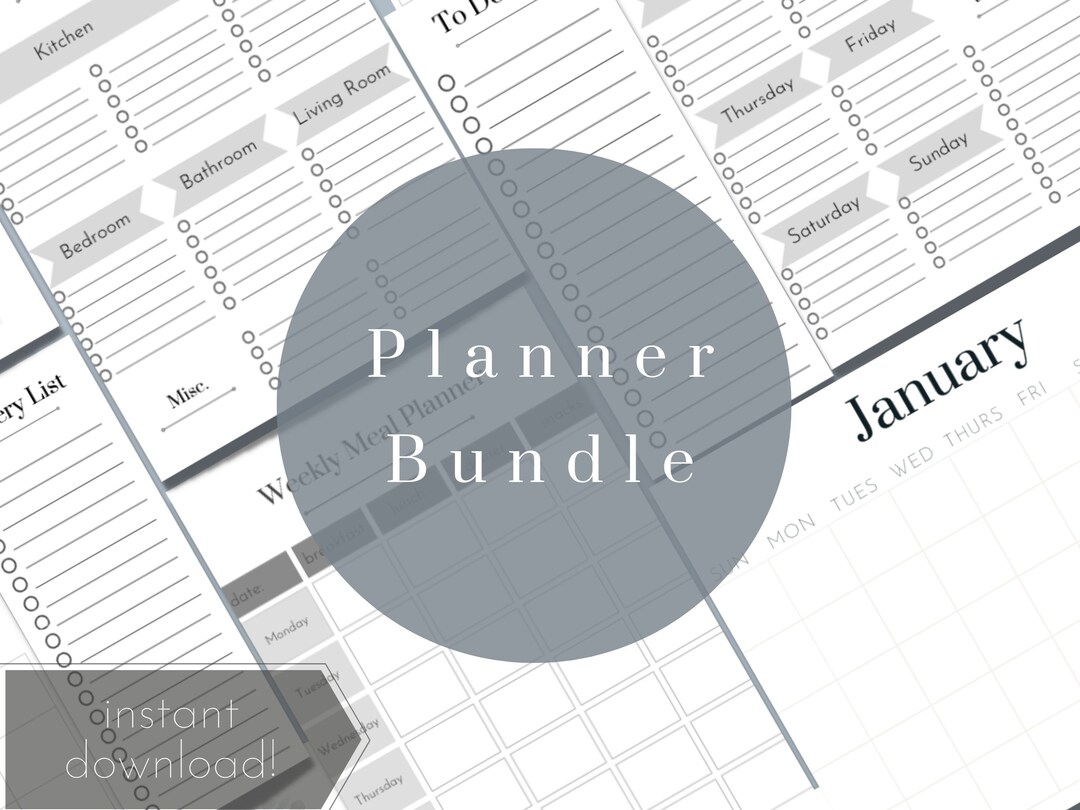 Planner Bundle / 2022-2023 Calendar / Cleaning Checklist / Meal Planner ...