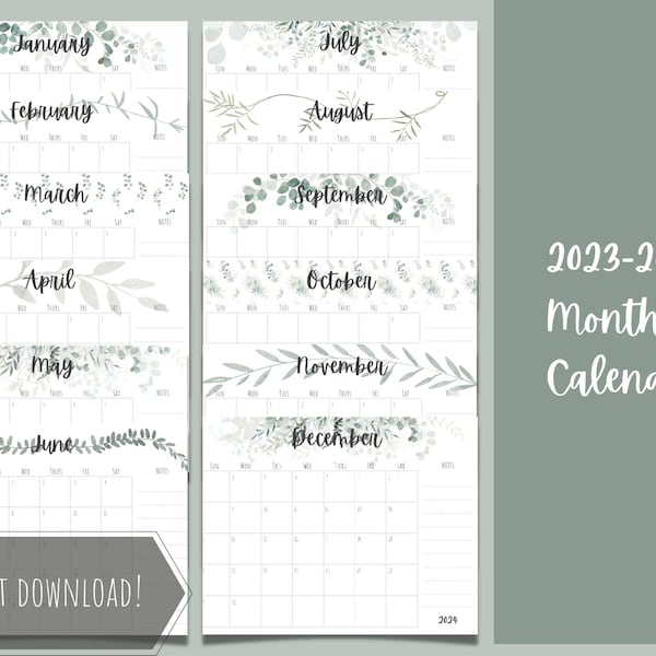 2023-2024 Monthly Calendar / Monthly Calendar / Printable Calendar ...
