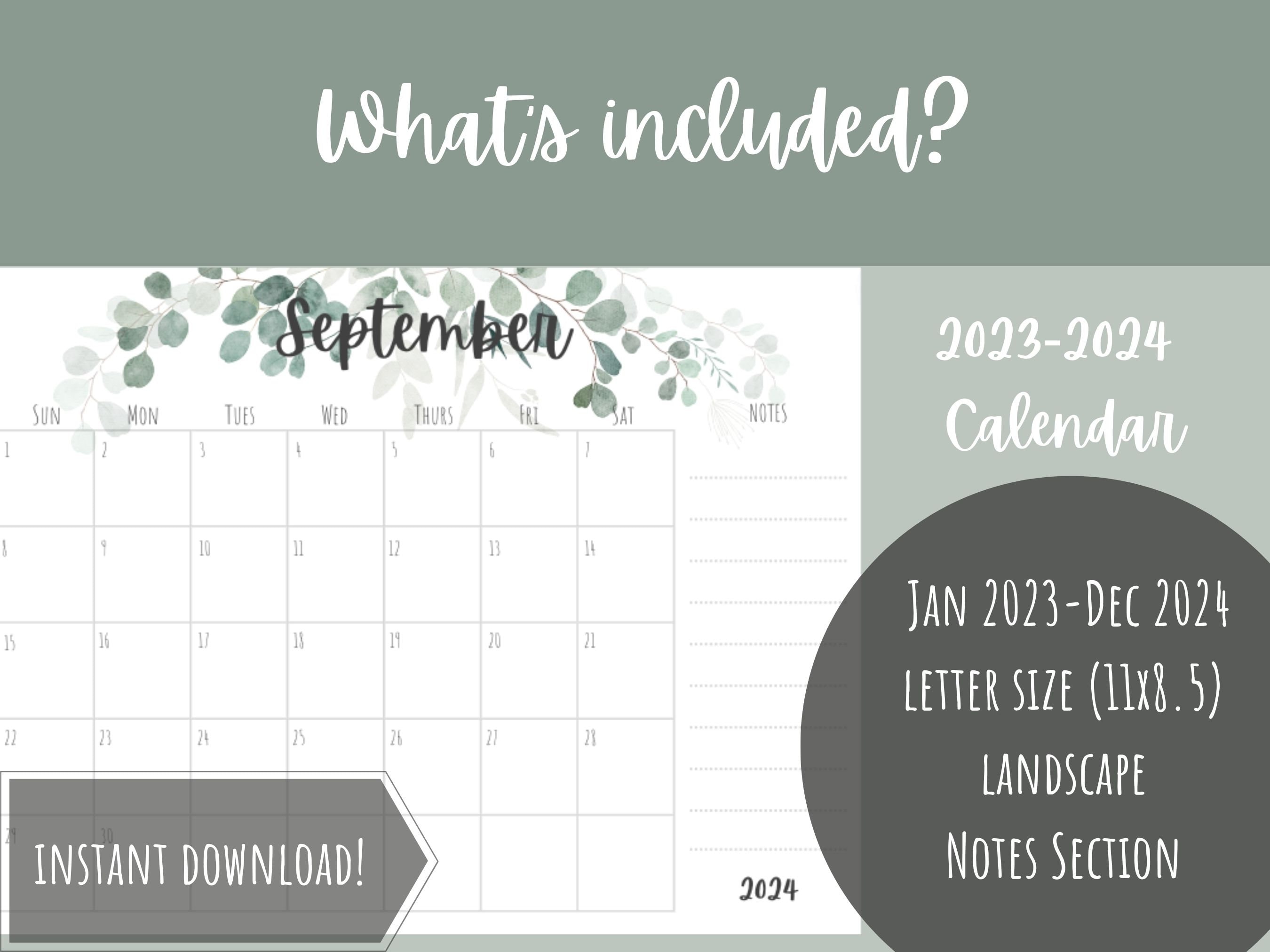2023-2024 Monthly Calendar / Monthly Calendar / Printable Calendar ...