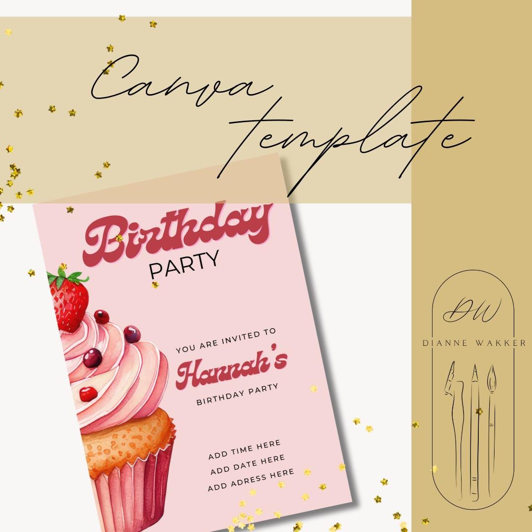 Canvas Template Birthday Invitation - Etsy