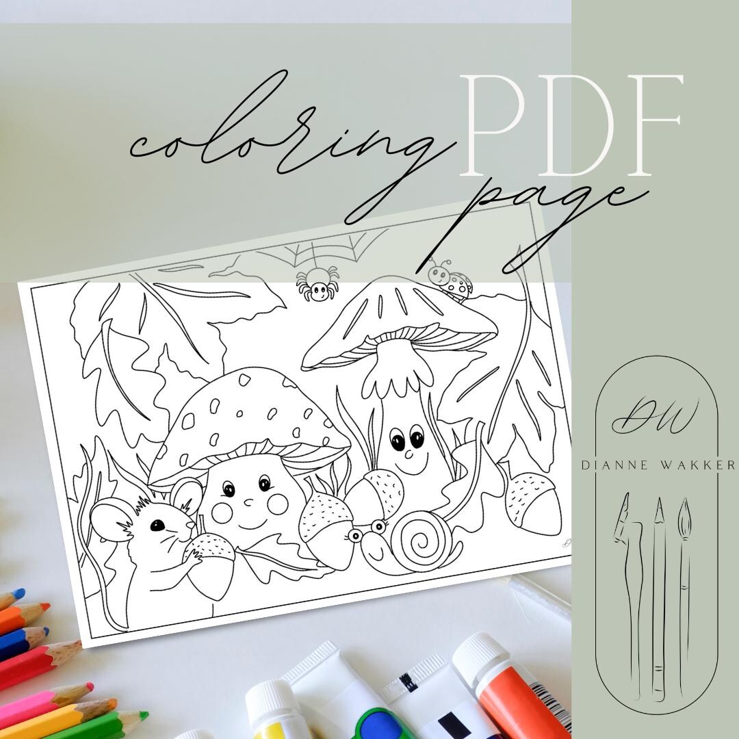 Coloring Page for Children Autumn, Toadstools - Etsy