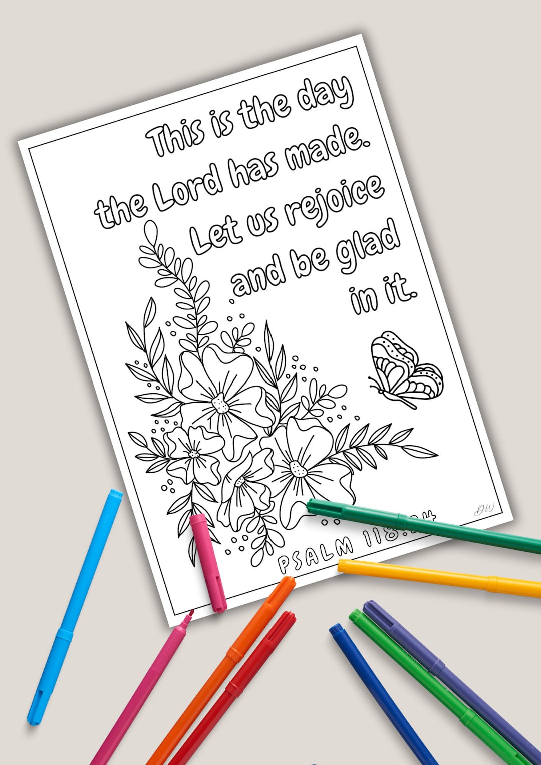 Coloring Page This is the Day the Lord Has Made. Psalm 118:24 - Etsy