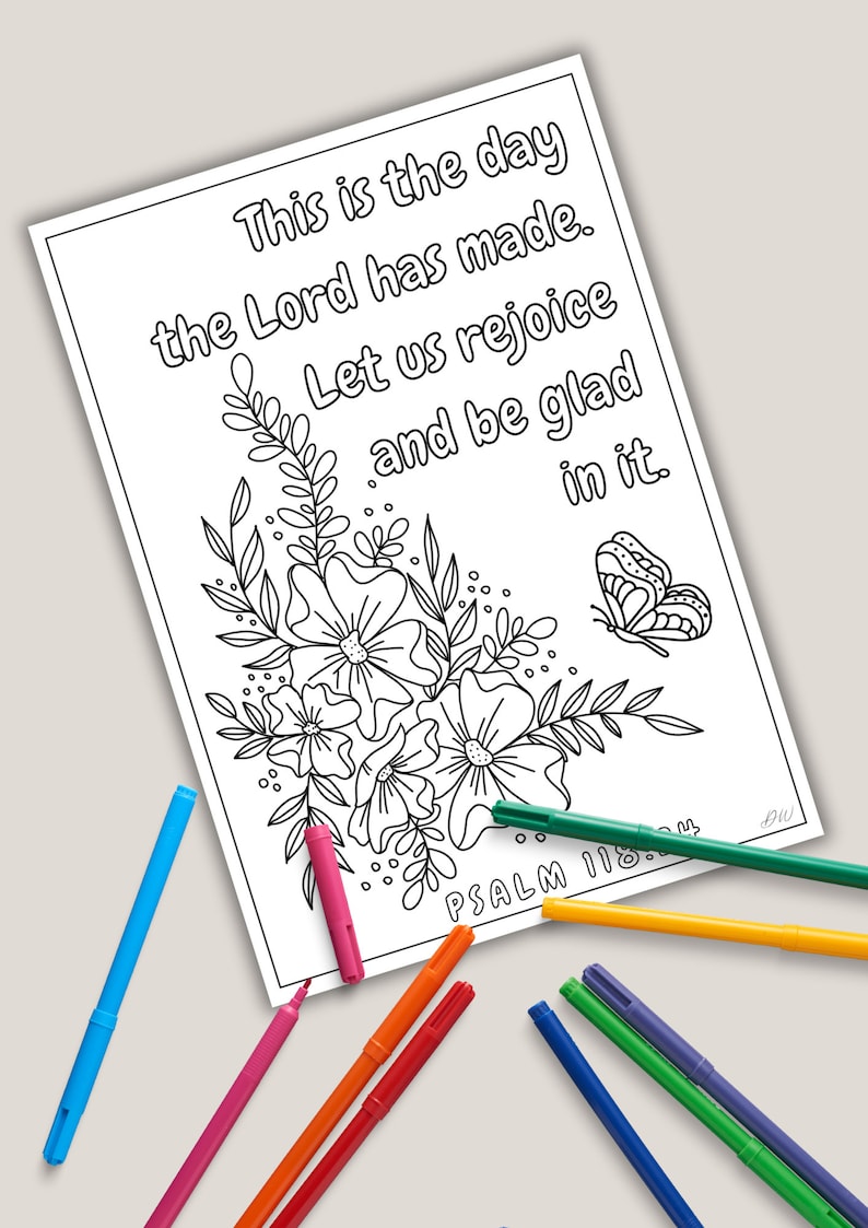 Coloring Page This is the Day the Lord Has Made. Psalm 118:24 - Etsy