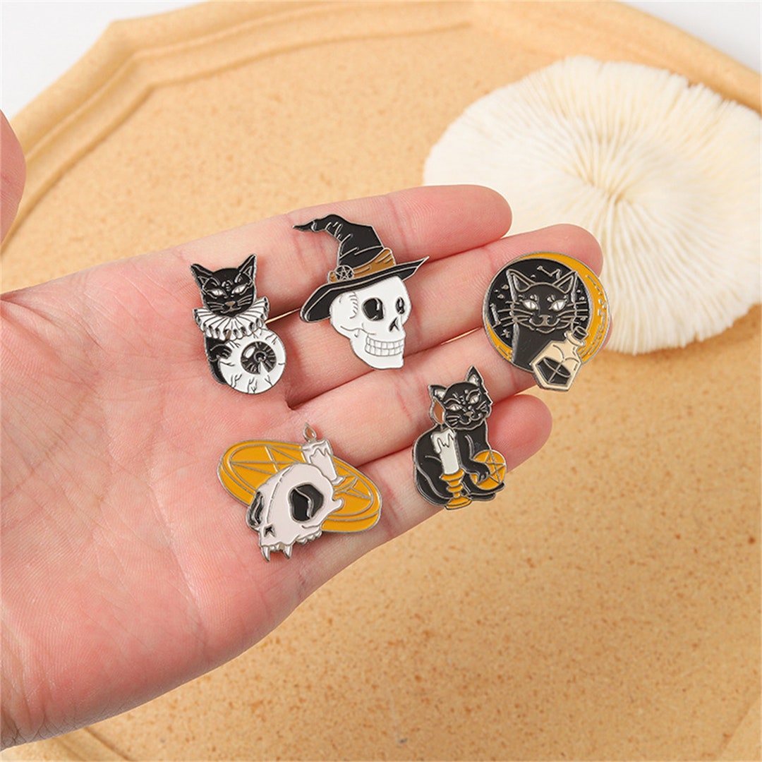 Cute Skull Cat Animal Pins Enamel, Cute Pin Set Pins Laple Pin Hard ...