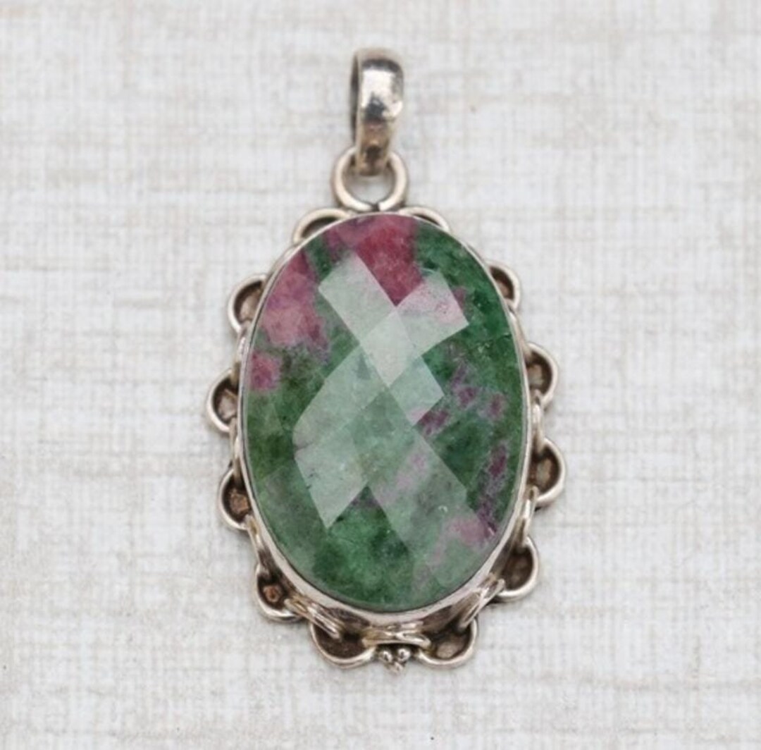 Natural Ruby Zoisite Pendant, Silver Plated Pendant, Wholesale Pendant ...
