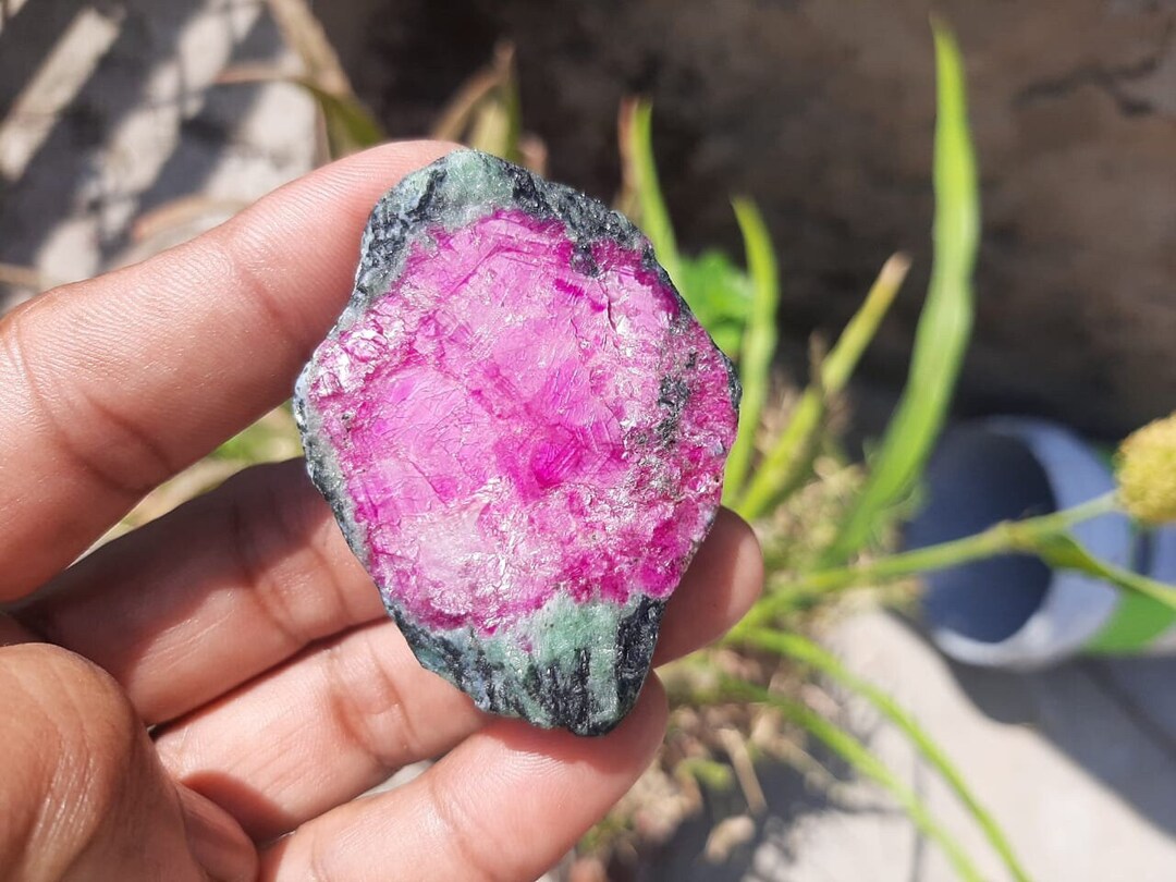 Rare Raw Natural Beautiful Gem Rough Ruby Zoisite Material Crystal ...