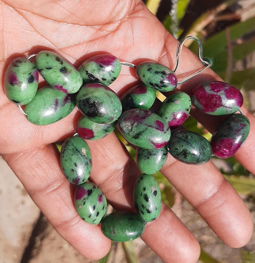Ruby Zoisite Smooth Tumbles Beads, Natural Ruby Zoisite Tumbles, 441 Cts - Etsy