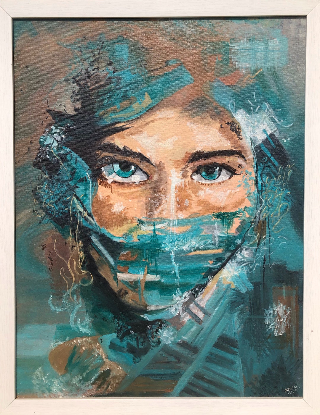 Covid Girl, Expressionism, Original Oil Painting on Canvas, Ready to ...