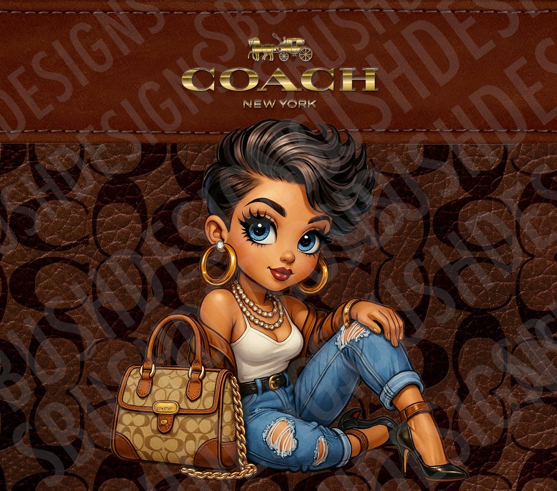 Coach-inspired Modern Betty Boop Girl Tumbler Wrap – Fashion Diva PNG ...