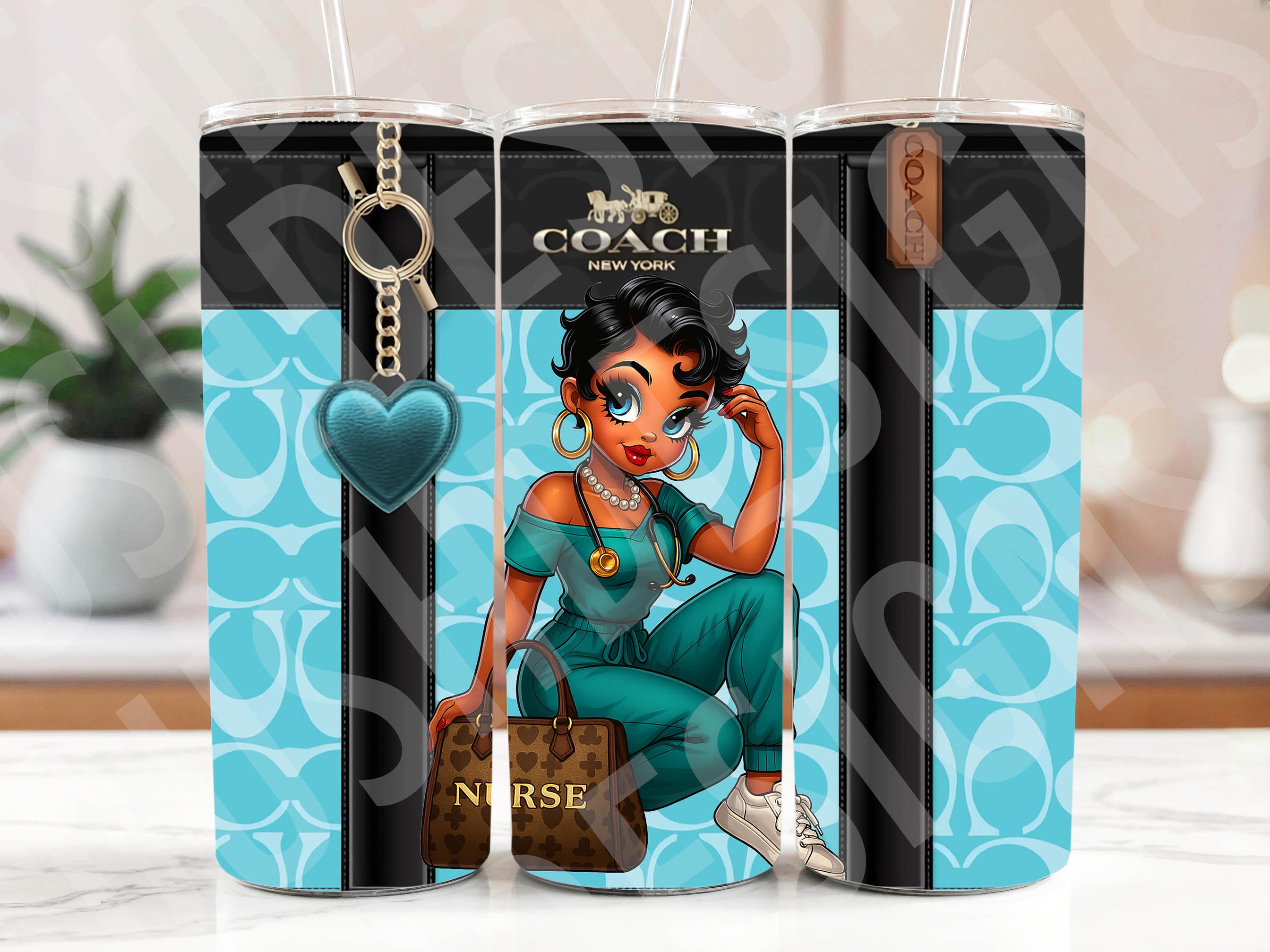 Nurse Black Betty Boop Coach Tumbler Wrap PNG High Resolution File ...