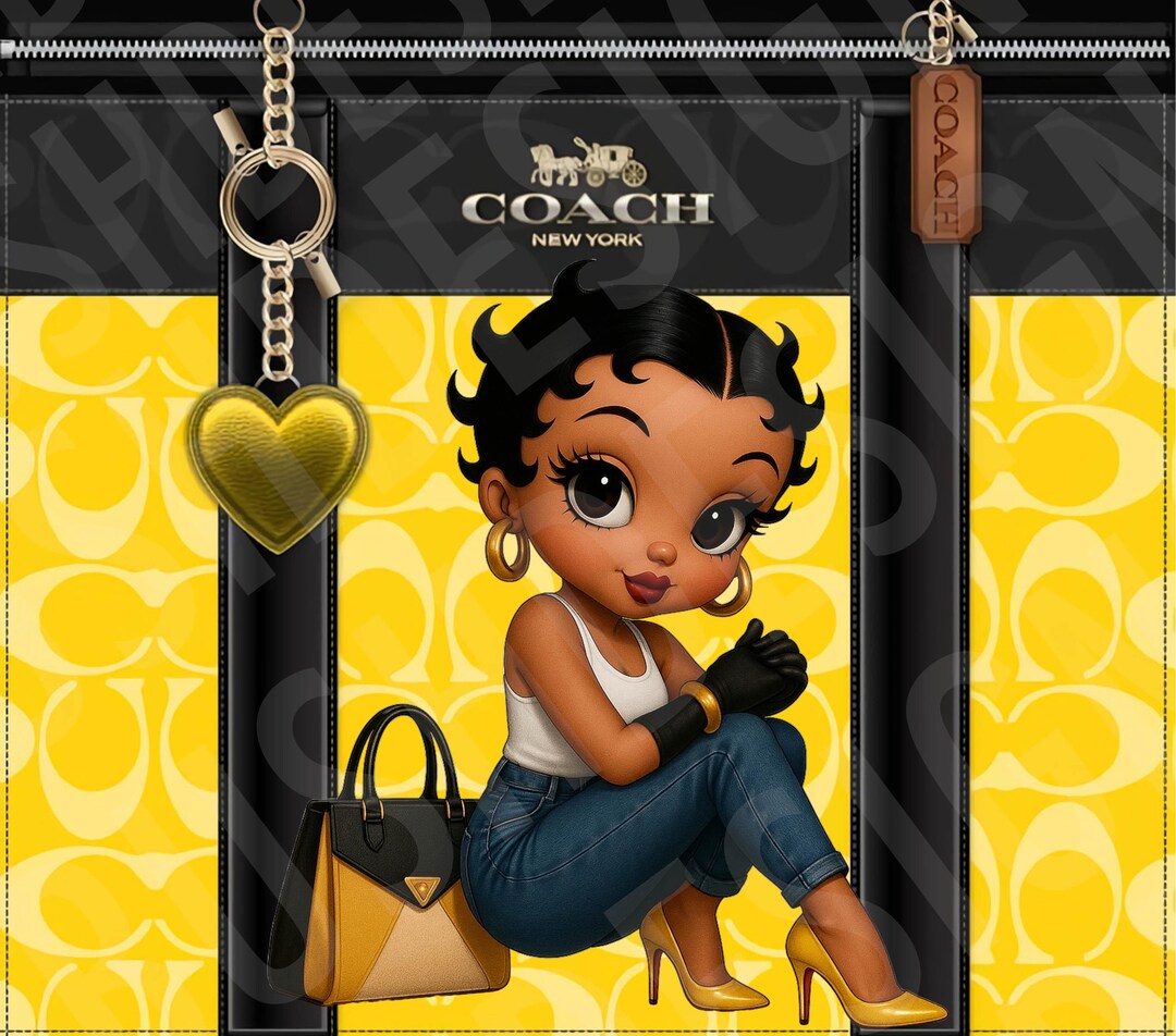 Yellow Short Hair Betty Boop Coach Tumbler Wrap PNG High Resolution ...
