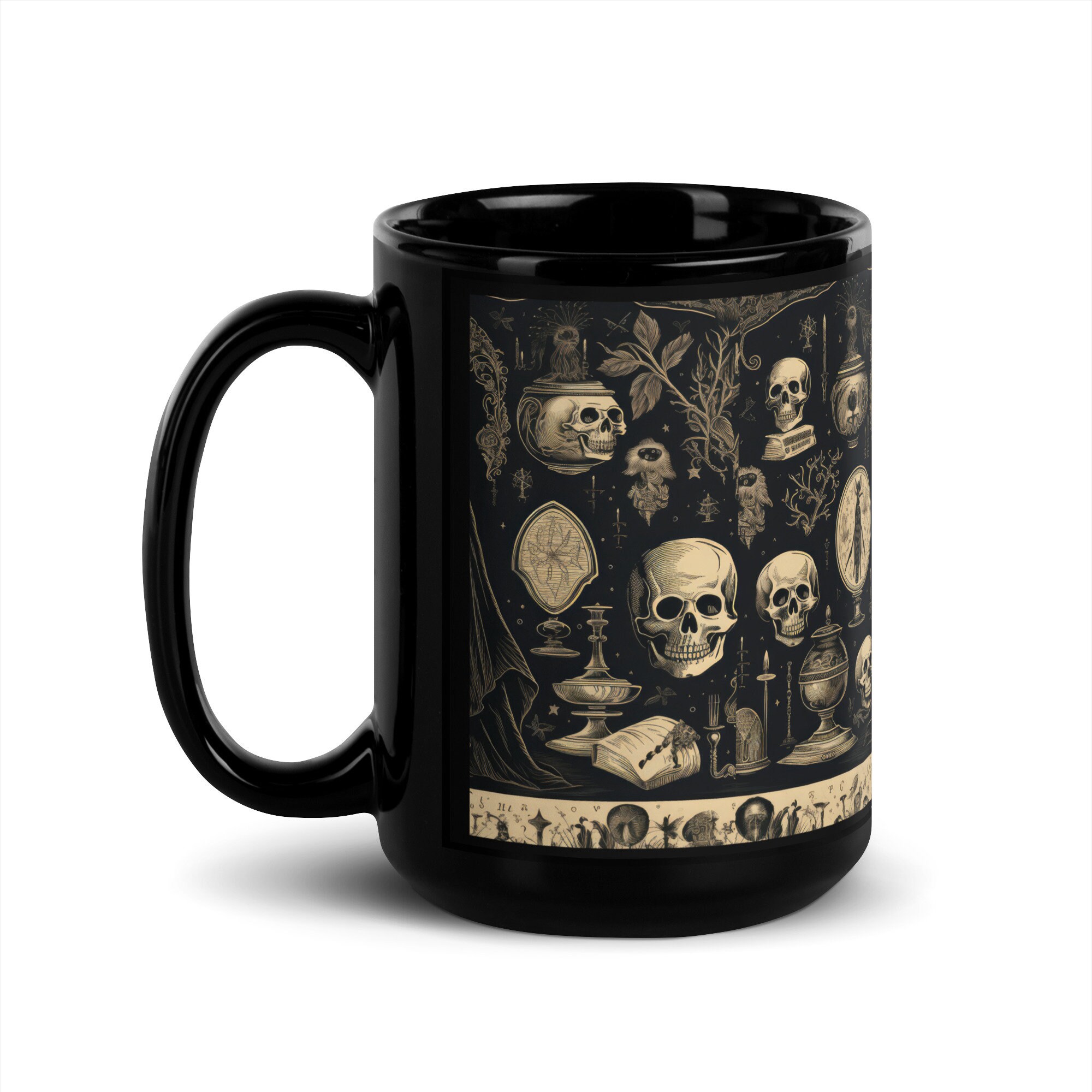 Black Glossy Skeleton Coffee Mug 15 Oz Large Coffee Spooky Mug Black ...