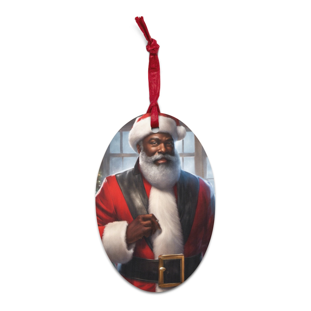 Black Santa Claus Wooden Ornaments | Christmas Ornament Gift for Him or ...