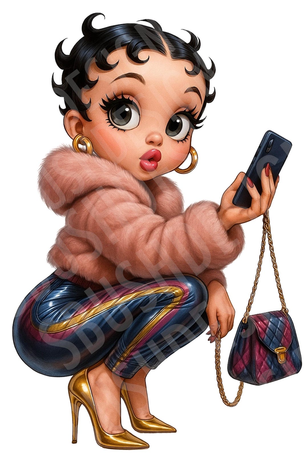 Trendy Betty Boop Baddie – Digital Stylish Girl in Heels With Phone ...