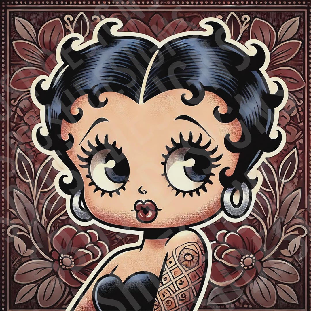 Betty Boop Inspired Artwork Featuring Beautiful Floral Background - 1 ...