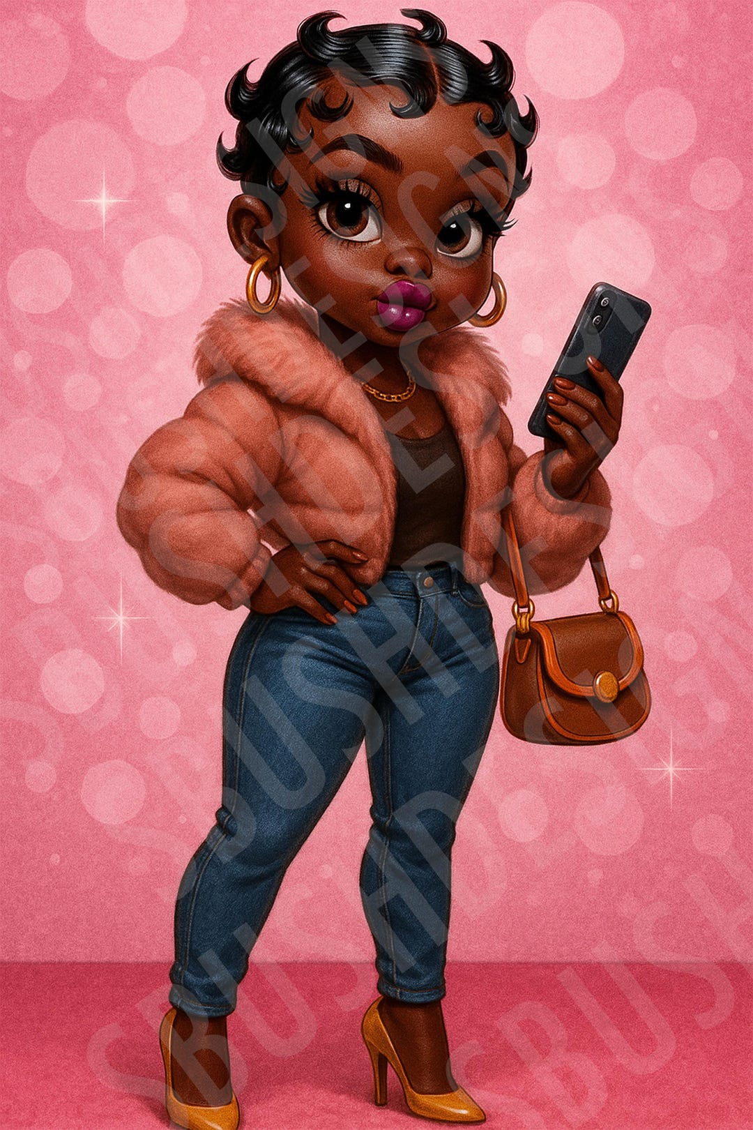 2 Curvy Black Betty Boop Girl Fashion PNG Images – Stylish Digital ...