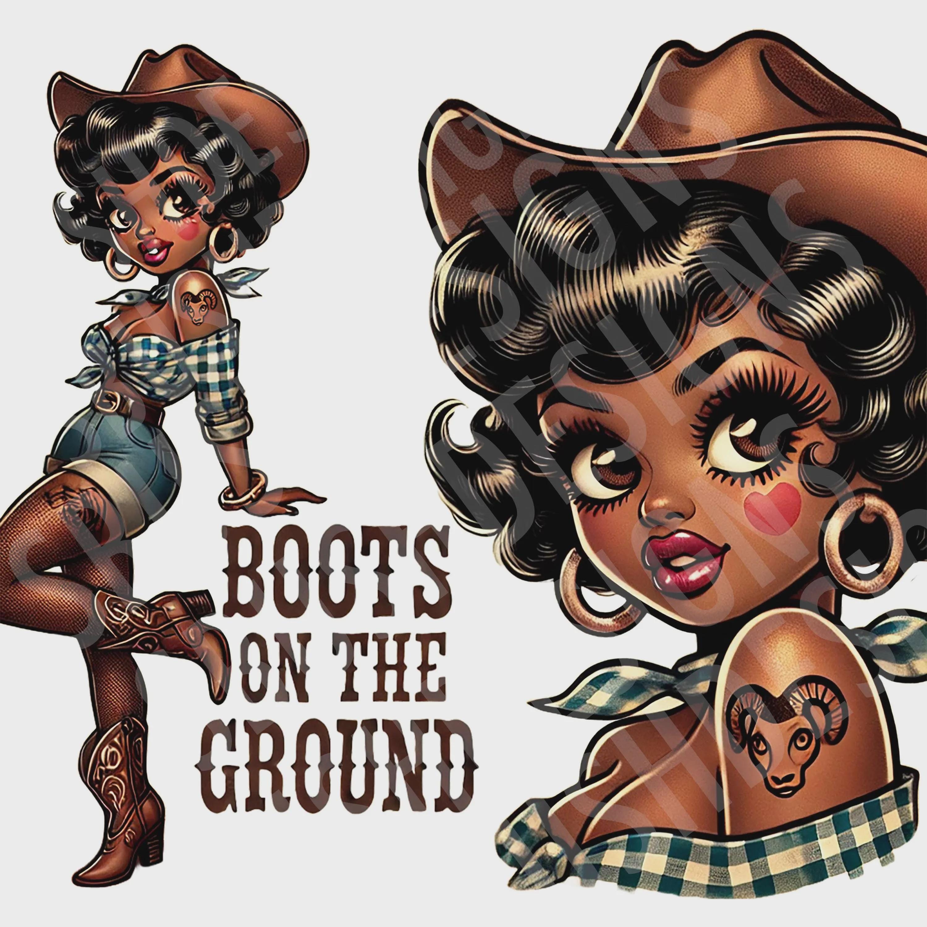 Black Betty Boop Country Girl Boots on the Ground Image - Cowgirl ...