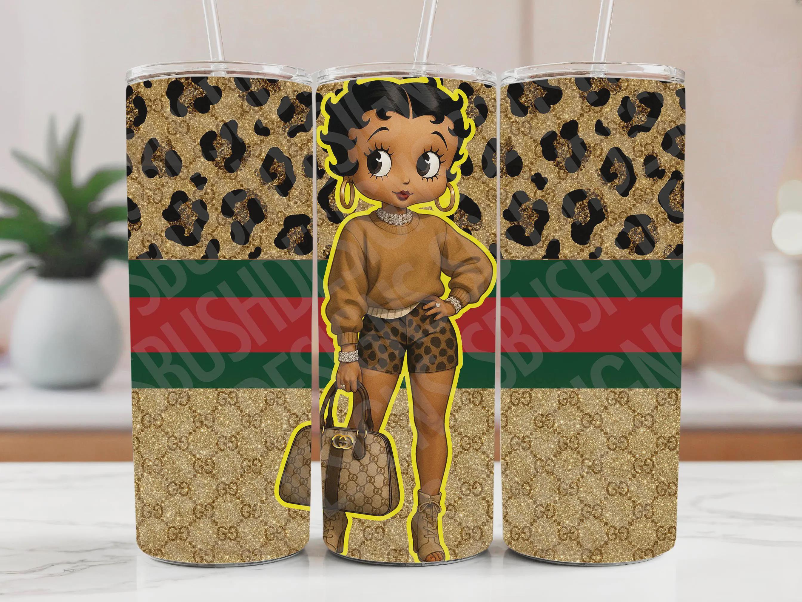 2 Unique Modern Black Betty Boop Designer Purse Tumbler Wrap PNG High ...