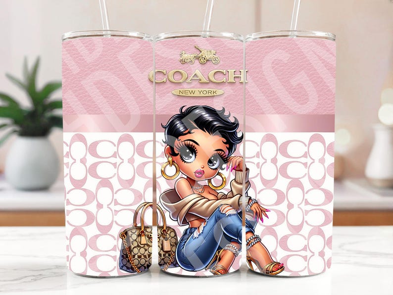 Coach-inspired Modern Betty Boop Girl Tumbler Wrap – Diva PNG for 20oz ...