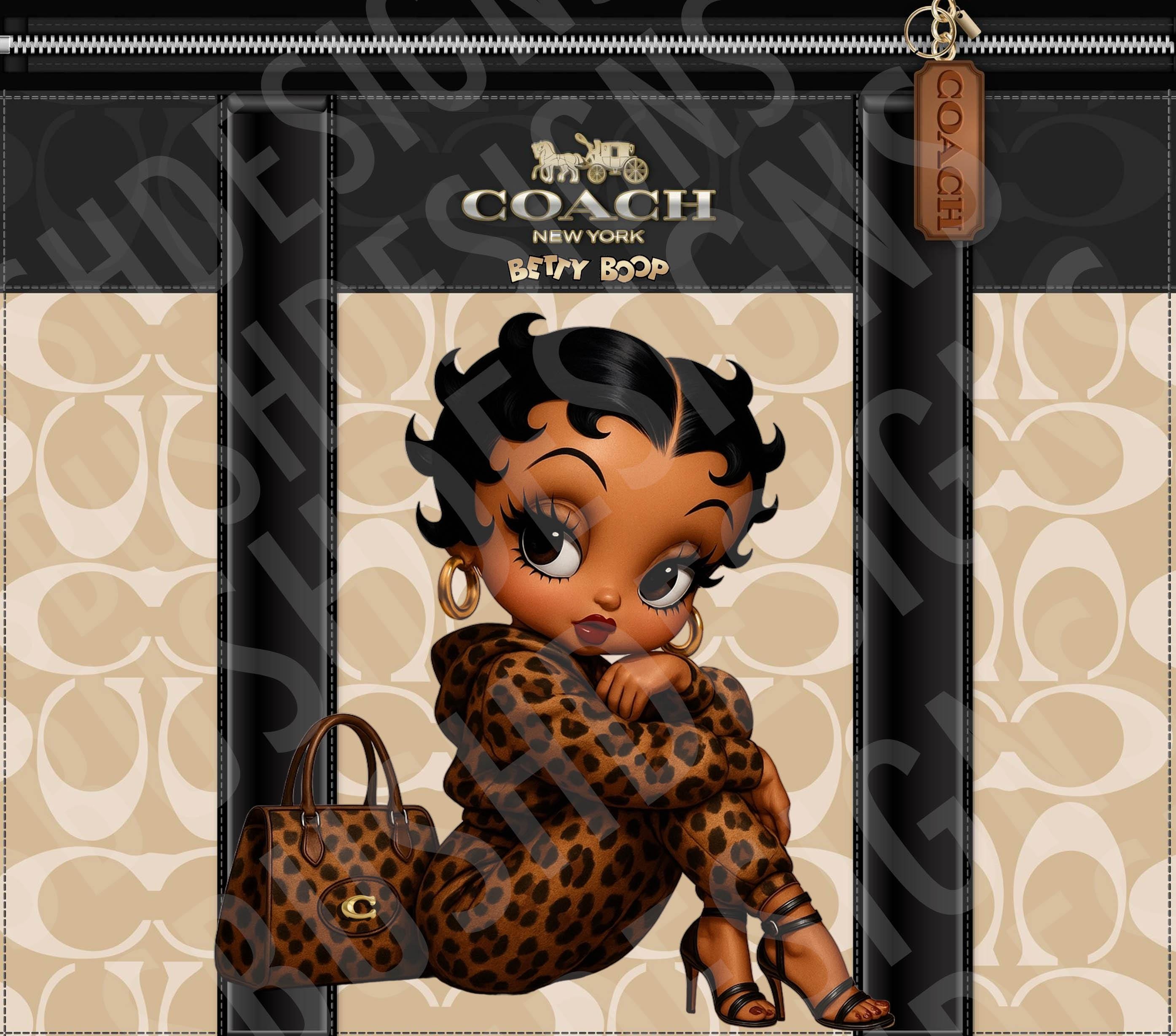 Stylish Black Betty Boop Black and Brown Purse Tumbler Wrap PNG High ...
