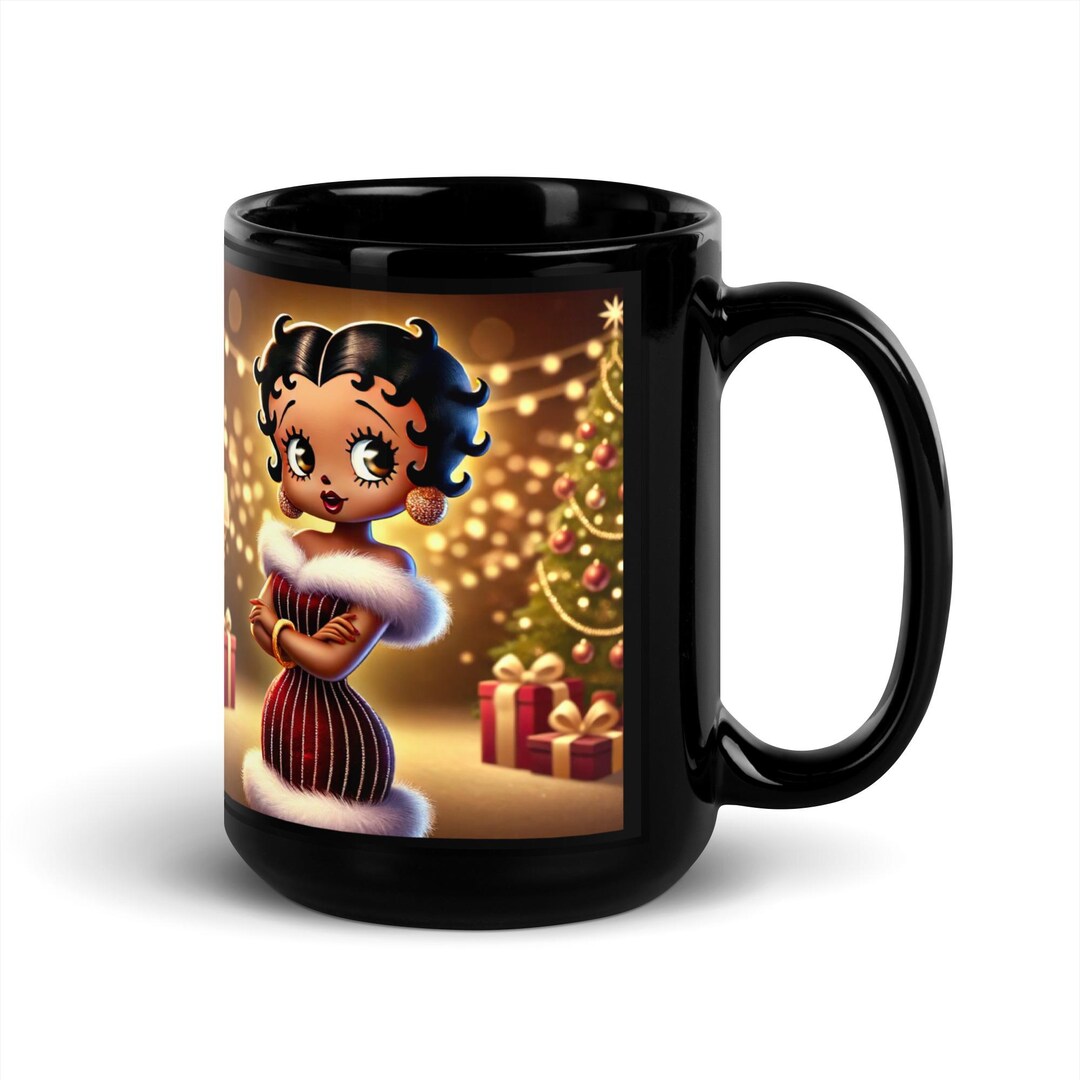 Betty Boop Black Glossy Mug | Unique Christmas Mug for Tea or Coffee| Beautiful Mug Holiday ...