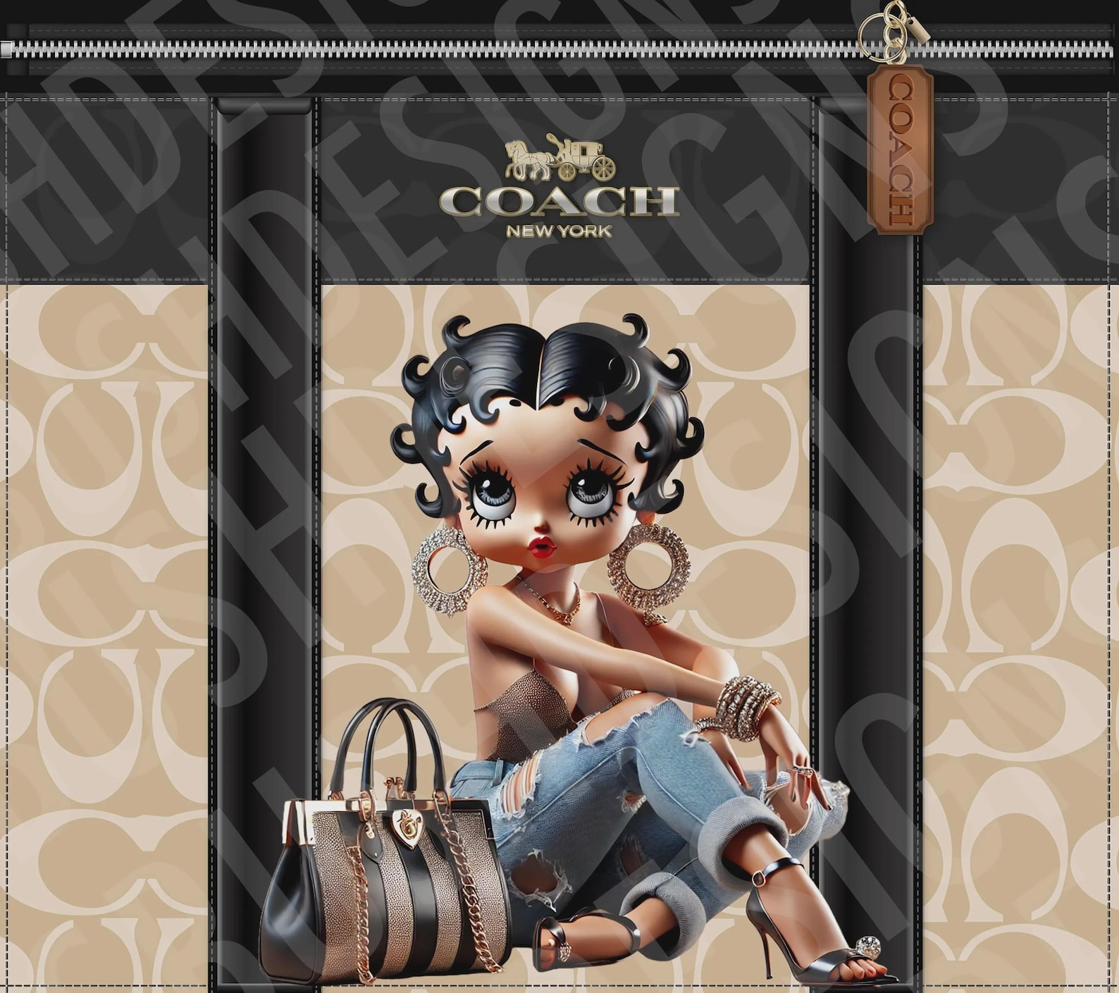 Stylish Betty Boop Coach Tumbler Wrap PNG High Resolution File - Betty ...