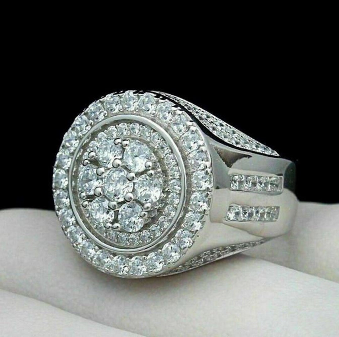 Men's Hip Hop Ring, Men's Cluster Ring, Engagement Promise Men's Ring ...