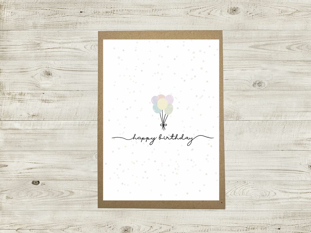 Happy Birthday Card - Pastel Colours Balloons - A6 | Simple Birthday ...