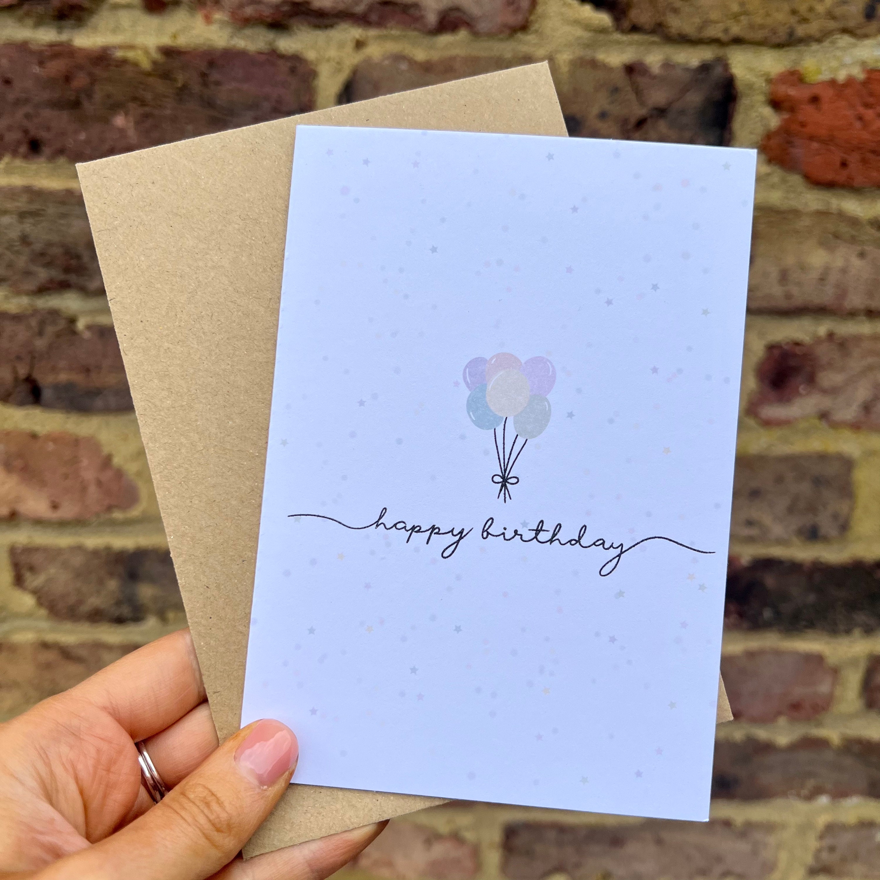 Happy Birthday Card Pastel Colours Balloons A6 Simple Birthday Card ...
